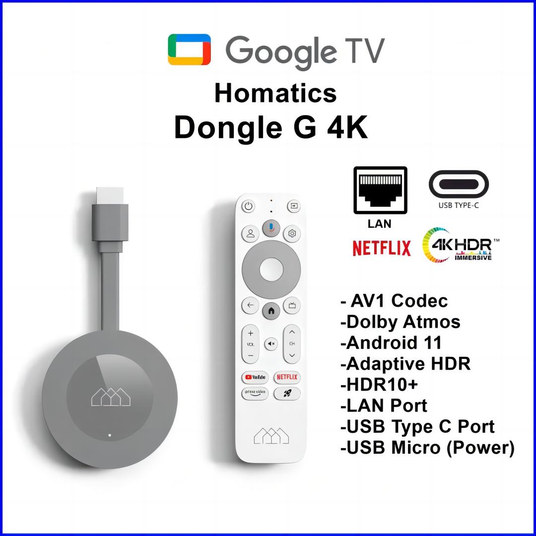 Elebao GD2 Homatics Dongle G 4K Google TV Google Chromecast 2023 Ethernet TV Dongle Ultra 4K ...