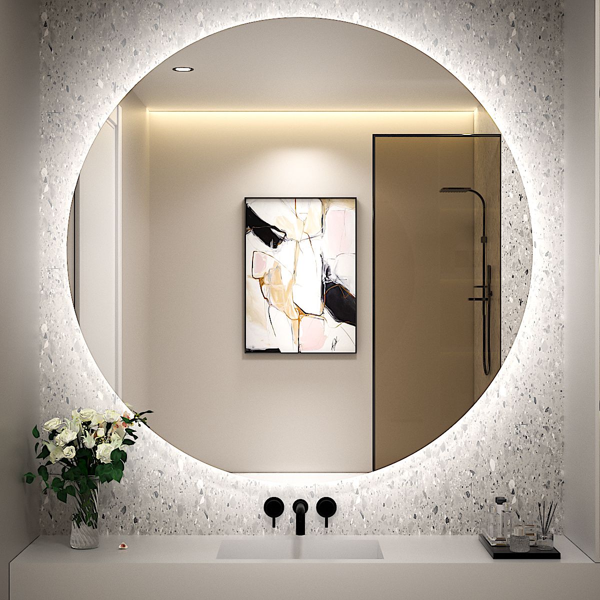 Kahnpan 36 Inch Round Backlit Mirror LED Bathroom Mirror with Lights ...
